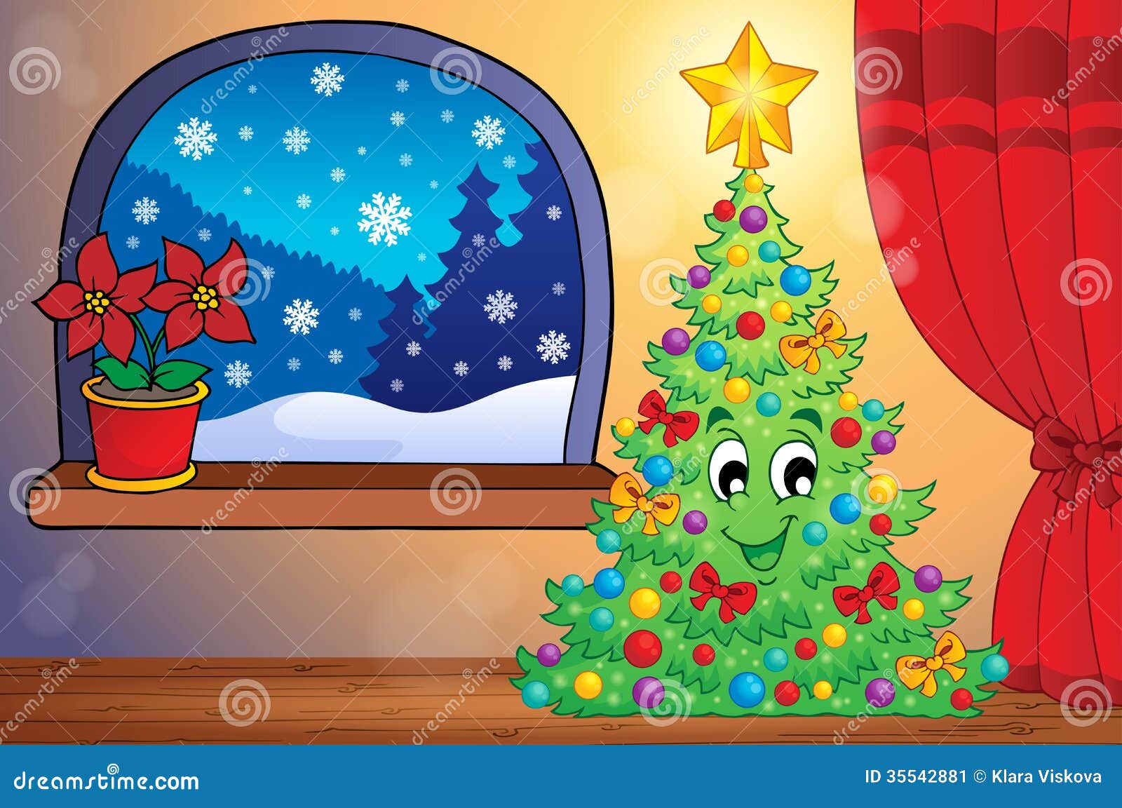 Christmas indoor scene 1 stock illustration. Illustration of decorative ...