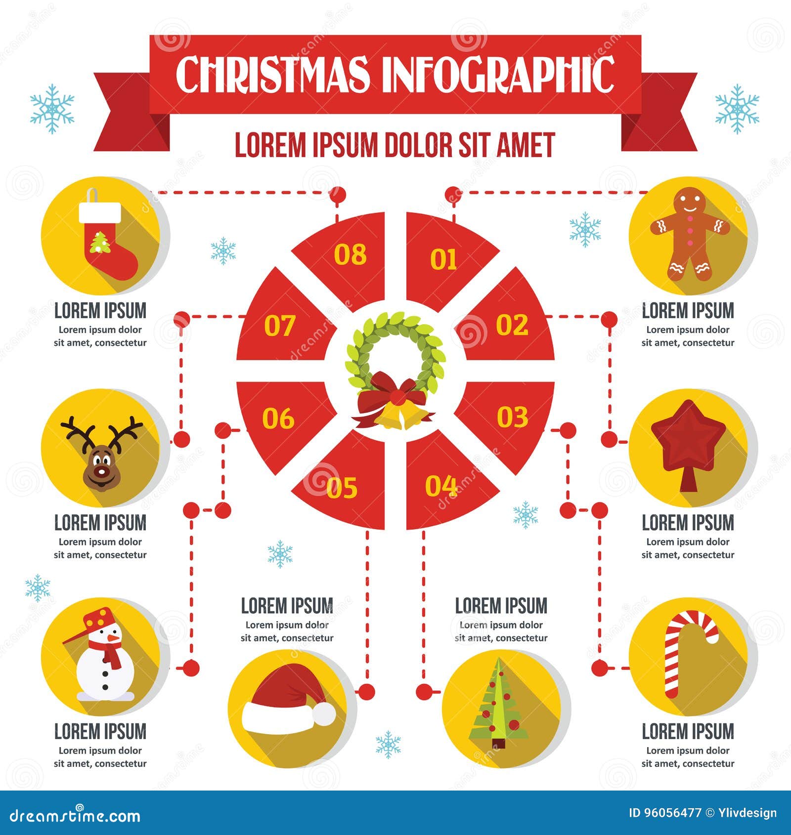 Christmas Infographic Concept, Flat Style Stock Vector - Illustration ...
