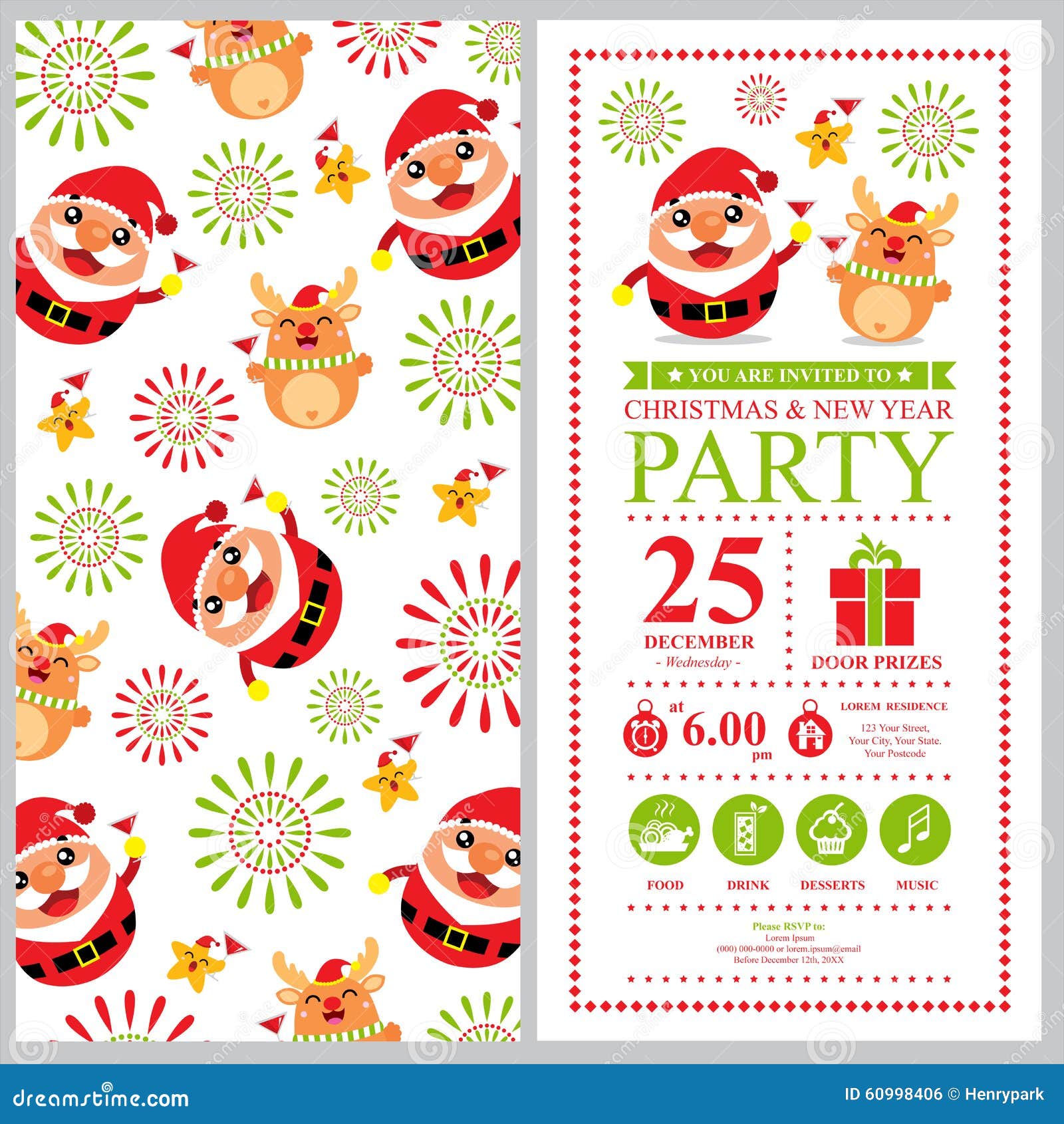 Christmas Invitation Card with Santa Claus Stock Vector - Illustration ...