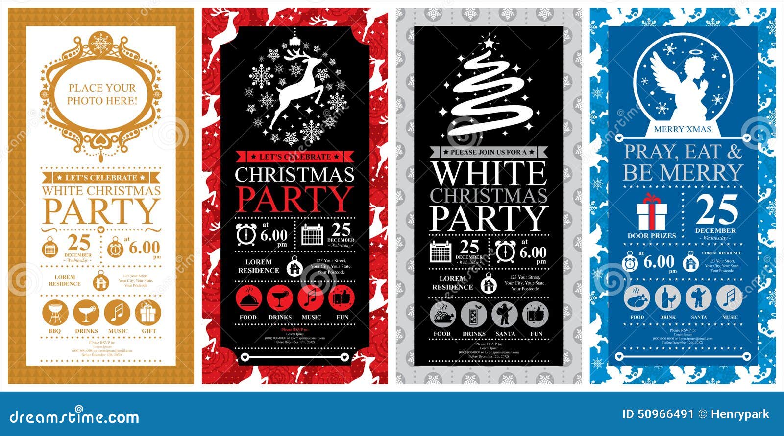 Christmas Invitation Card Sets Stock Vector - Illustration of gift ...