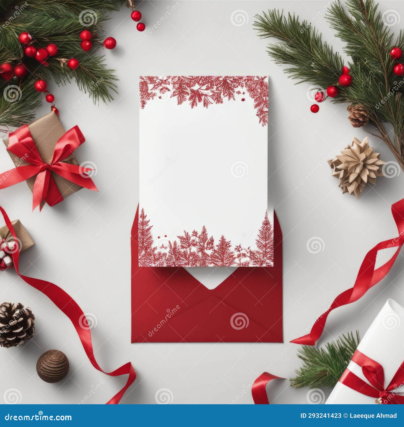 Christmas Invitation Card Template on Christmas Background Stock Image ...