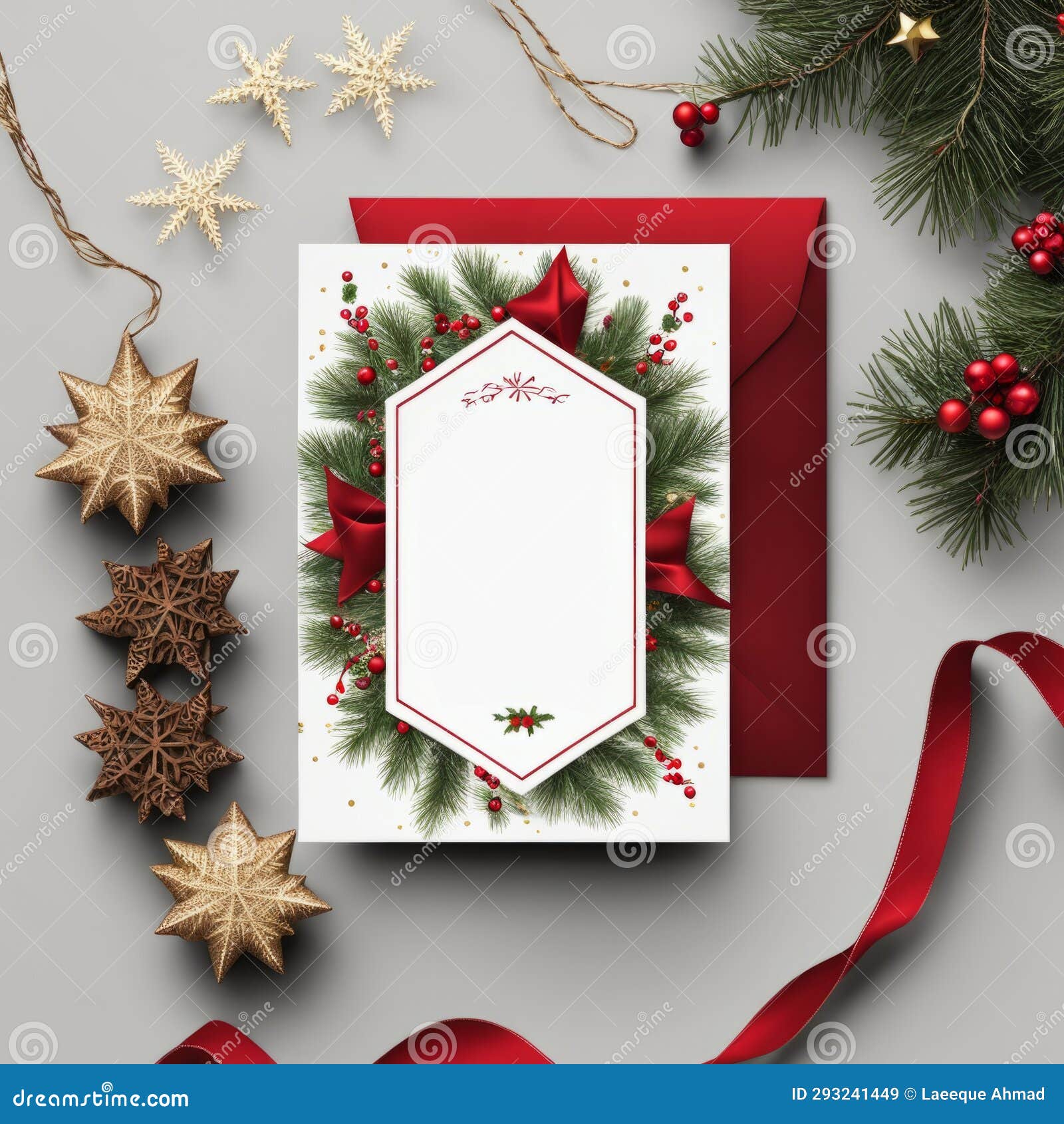 Christmas Invitation Card Template on Christmas Background Stock Image ...