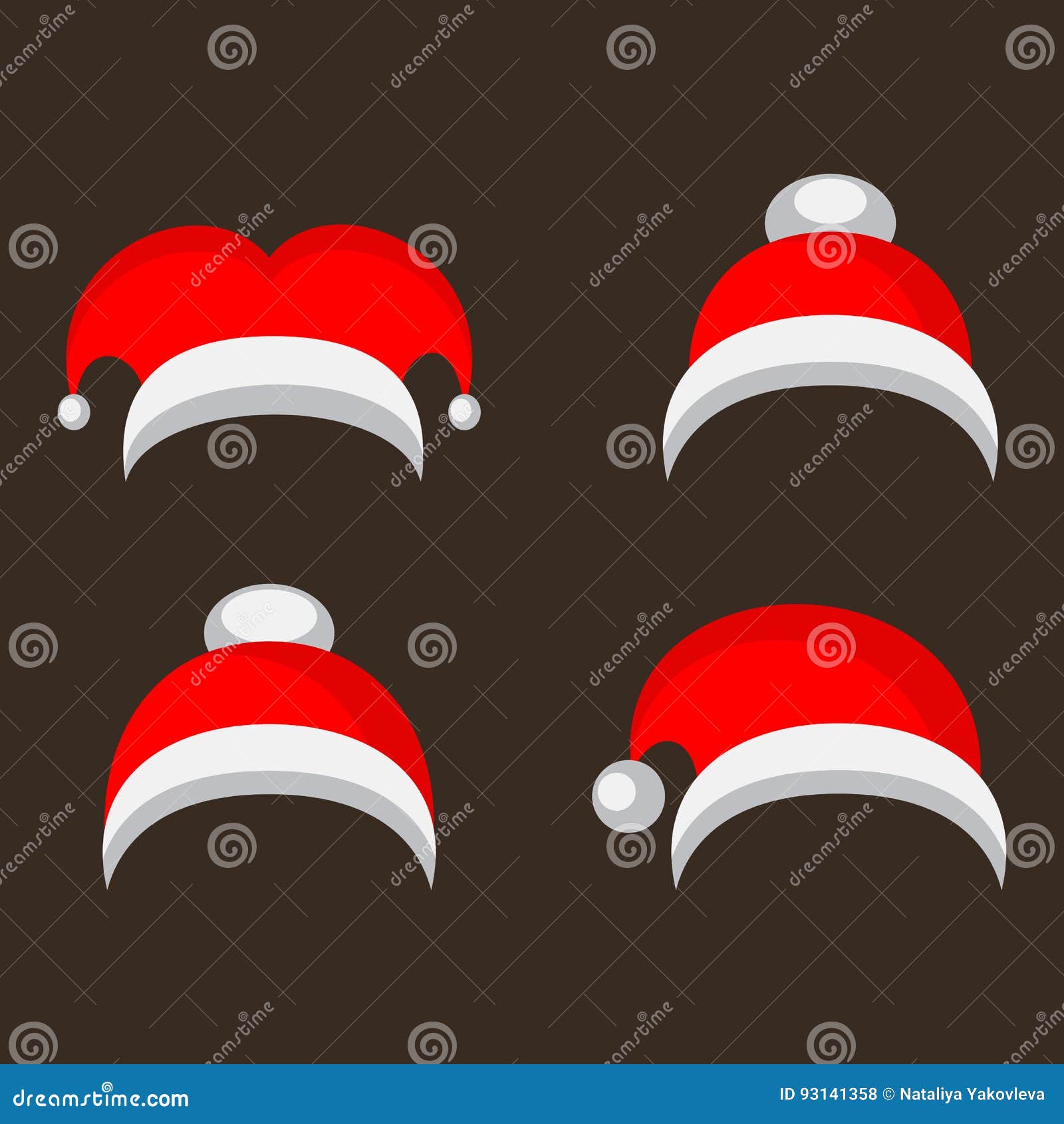 Christmas Isolated Vector Red Caps Stock Vector - Illustration of ...