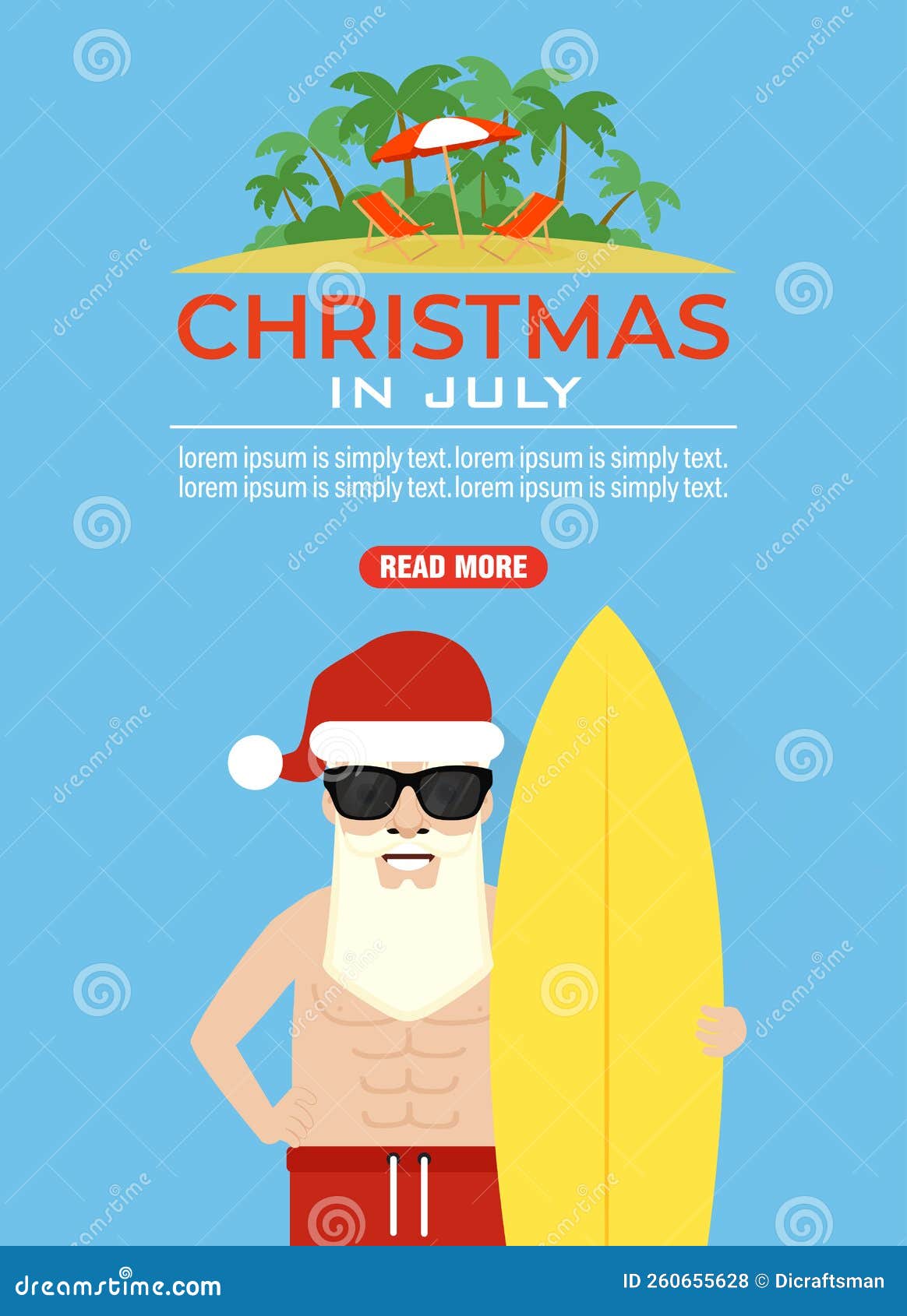 Christmas in July Concept Design Flat Stock Vector - Illustration of ...