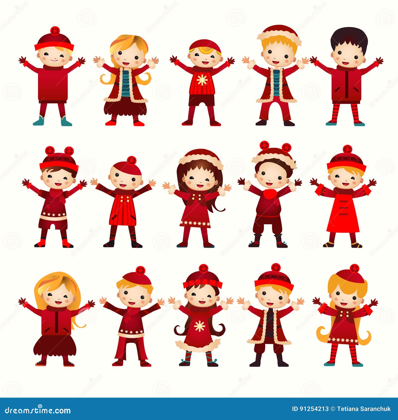 Christmas Kids Group Isolated on White Stock Vector - Illustration of ...