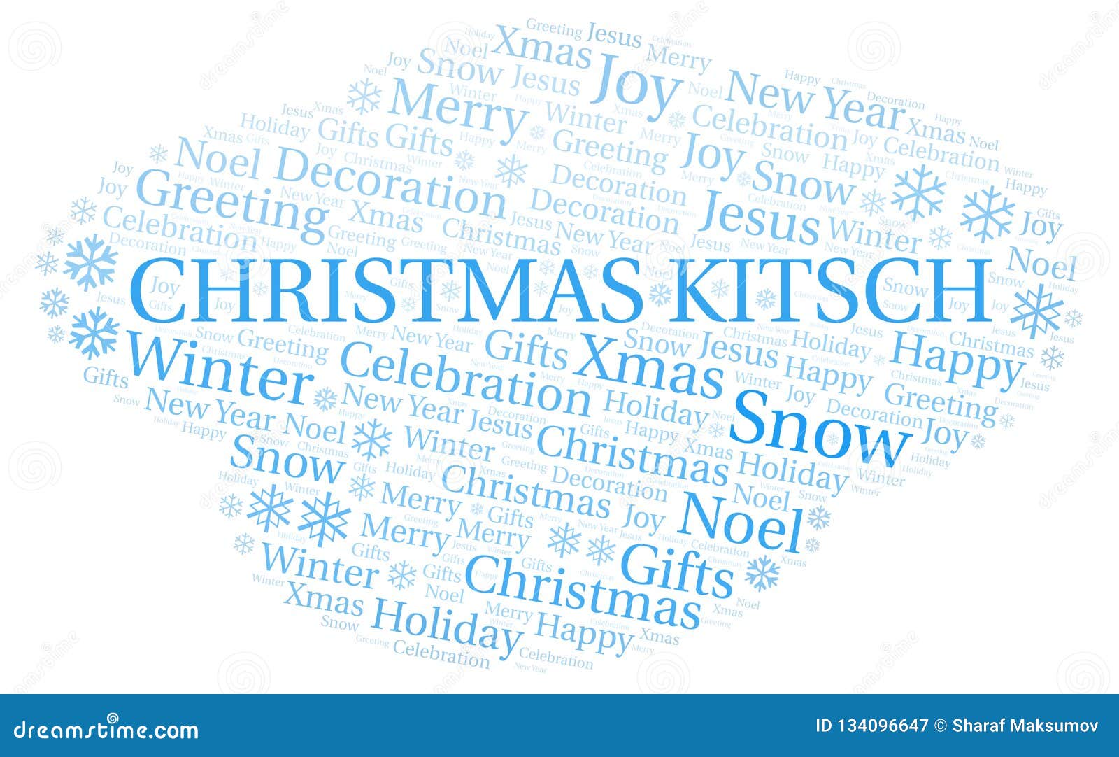 Christmas Kitsch Word Cloud Stock Illustration - Illustration of print ...