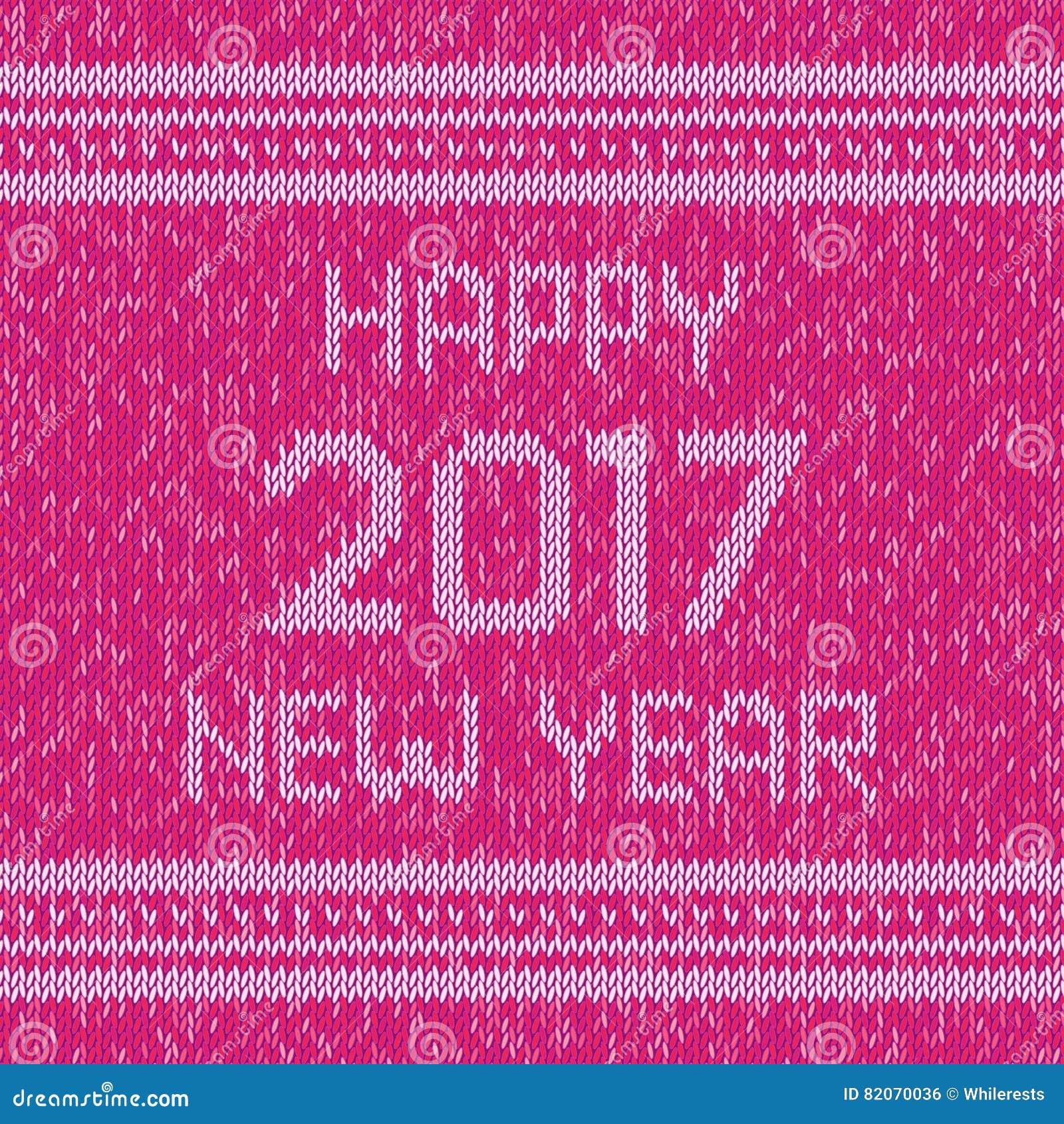 Christmas Knitted Sweater Design Pattern. Happy New Year 2017 Text ...
