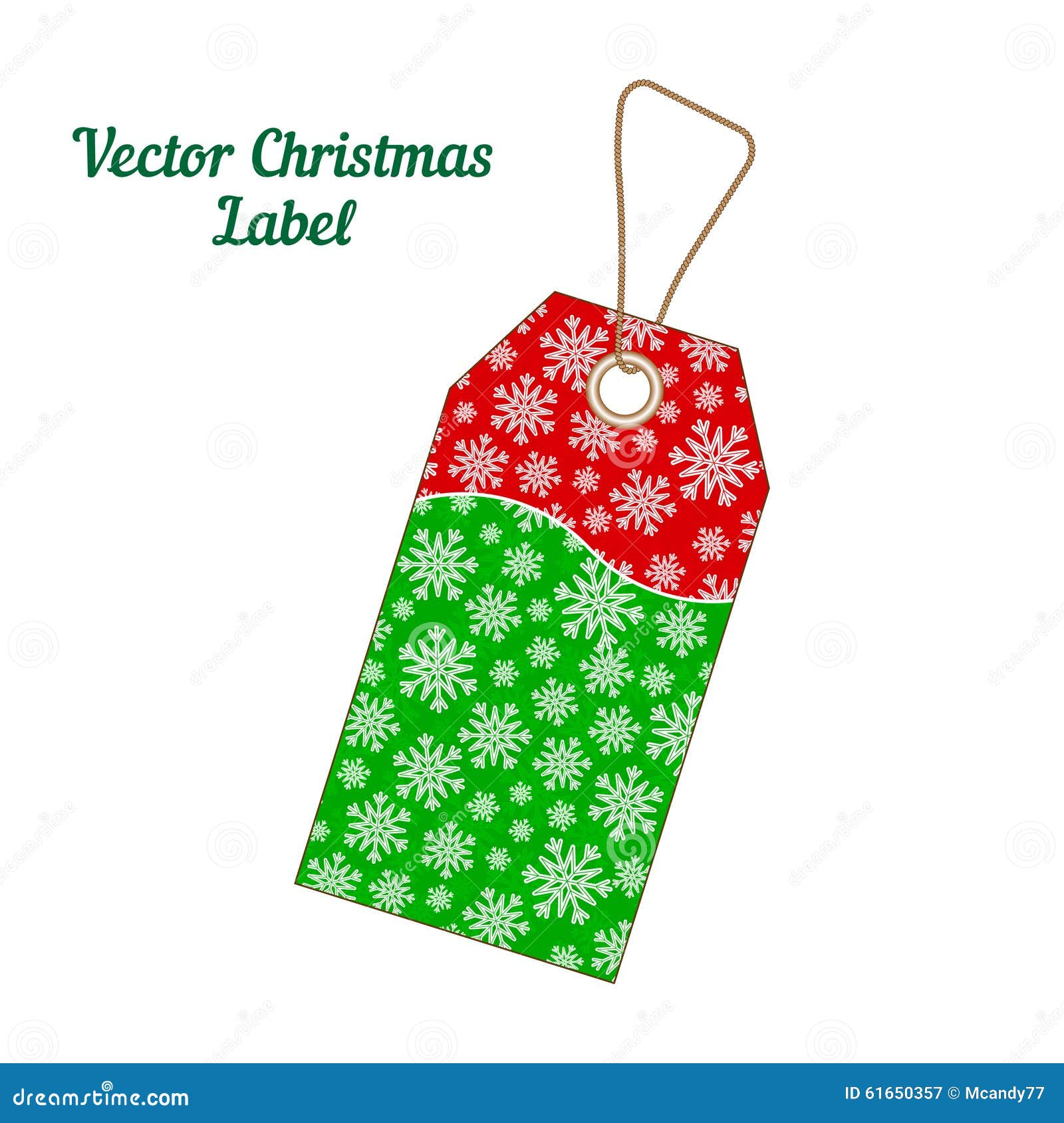 Christmas Label with Red Green Background from Snowflakes Stock Vector ...