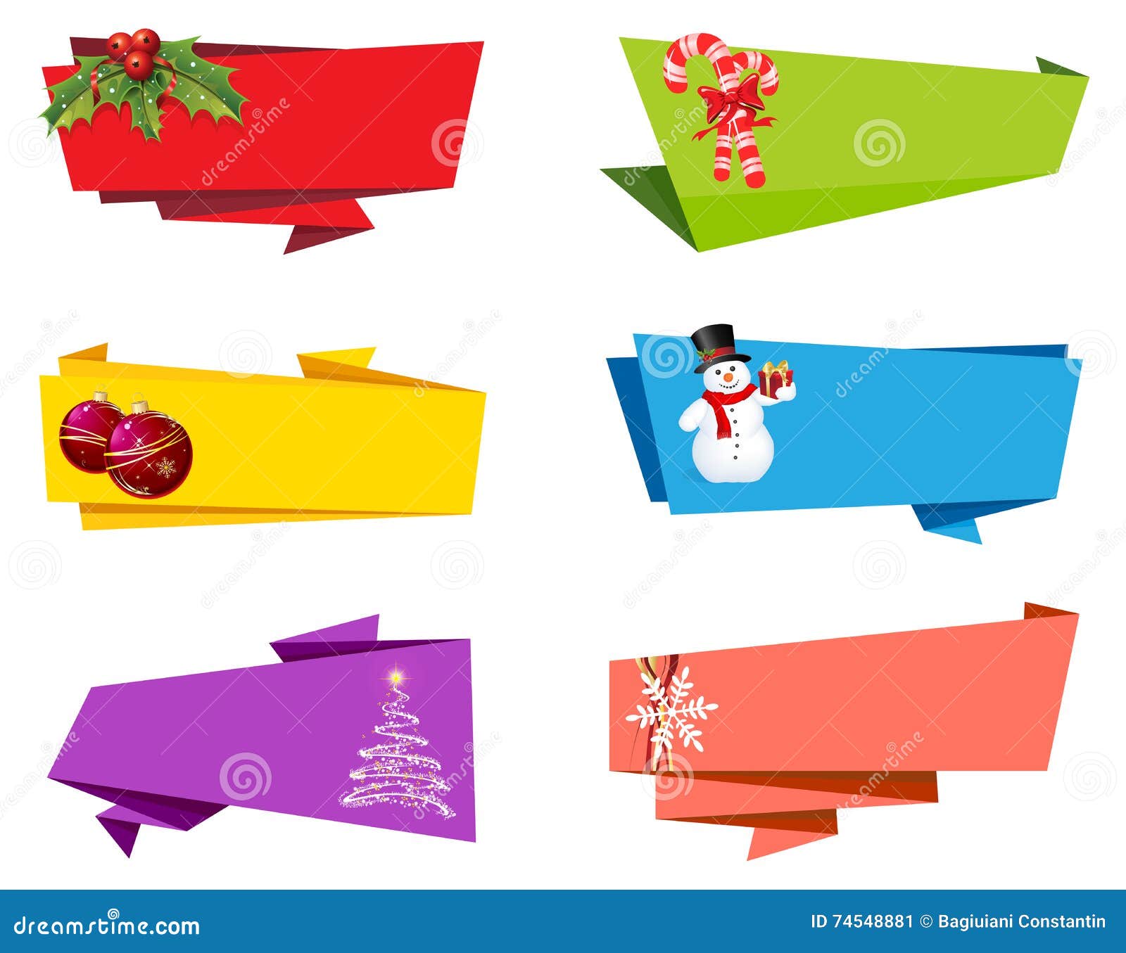 Christmas Label Ribbon Banner Vector Stock Vector - Illustration of ...