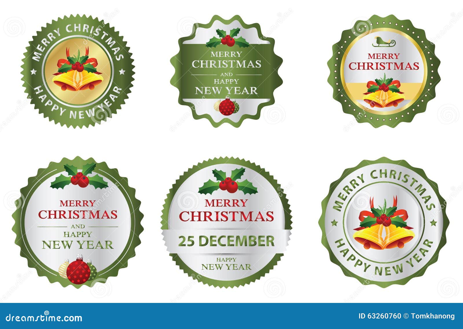 Christmas Labels Budges Logo Or Sticker. Vector Illustration ...