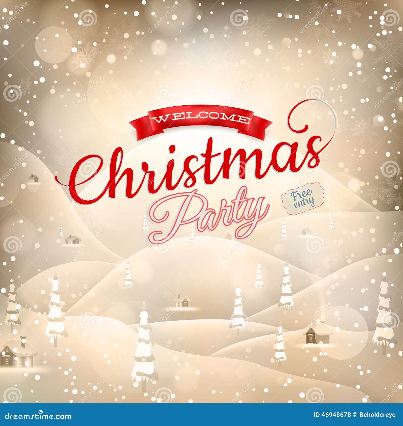 Christmas Landscape Poster. EPS 10 Stock Vector - Illustration of ...