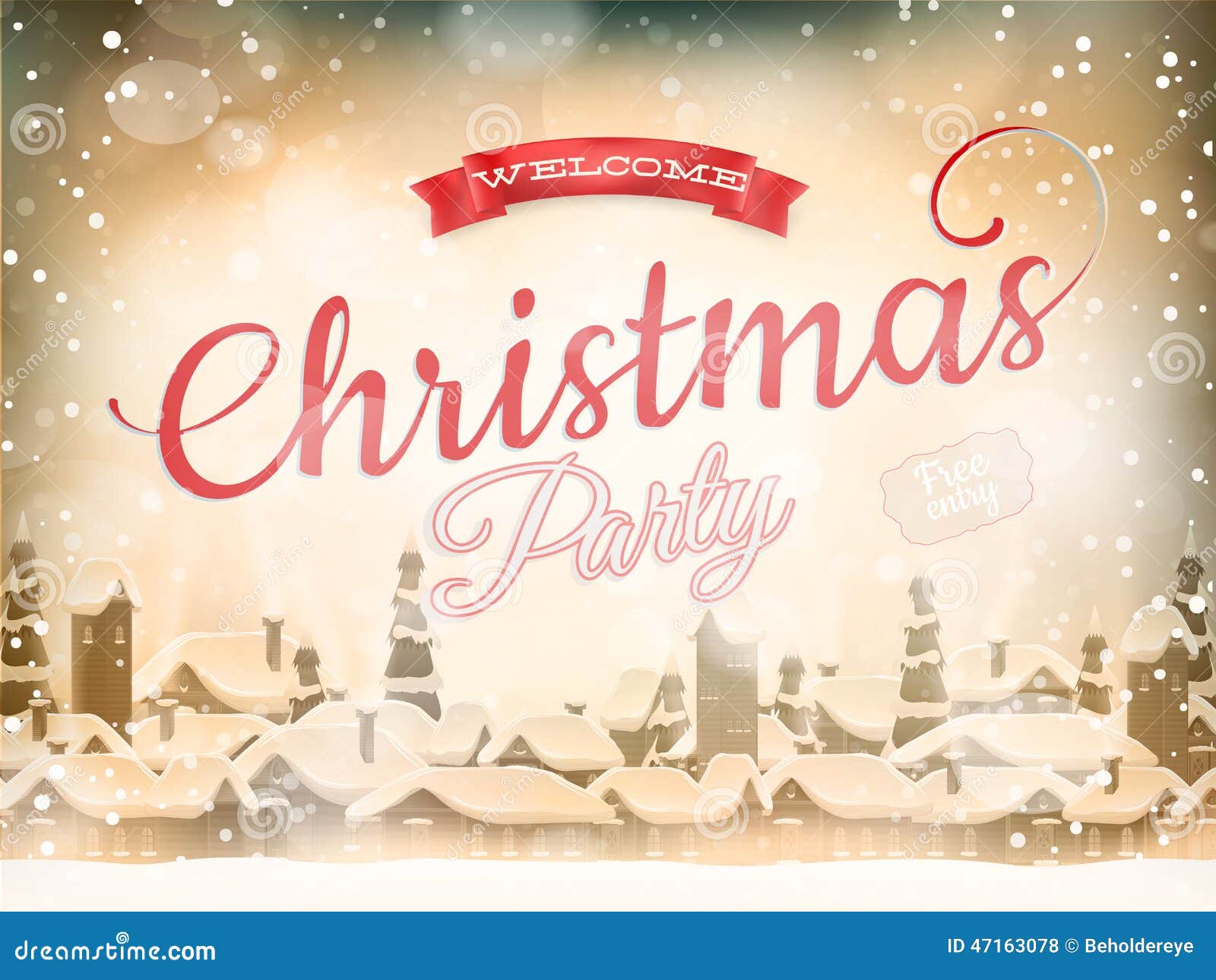 Christmas Landscape Poster. EPS 10 Stock Vector - Illustration of ...