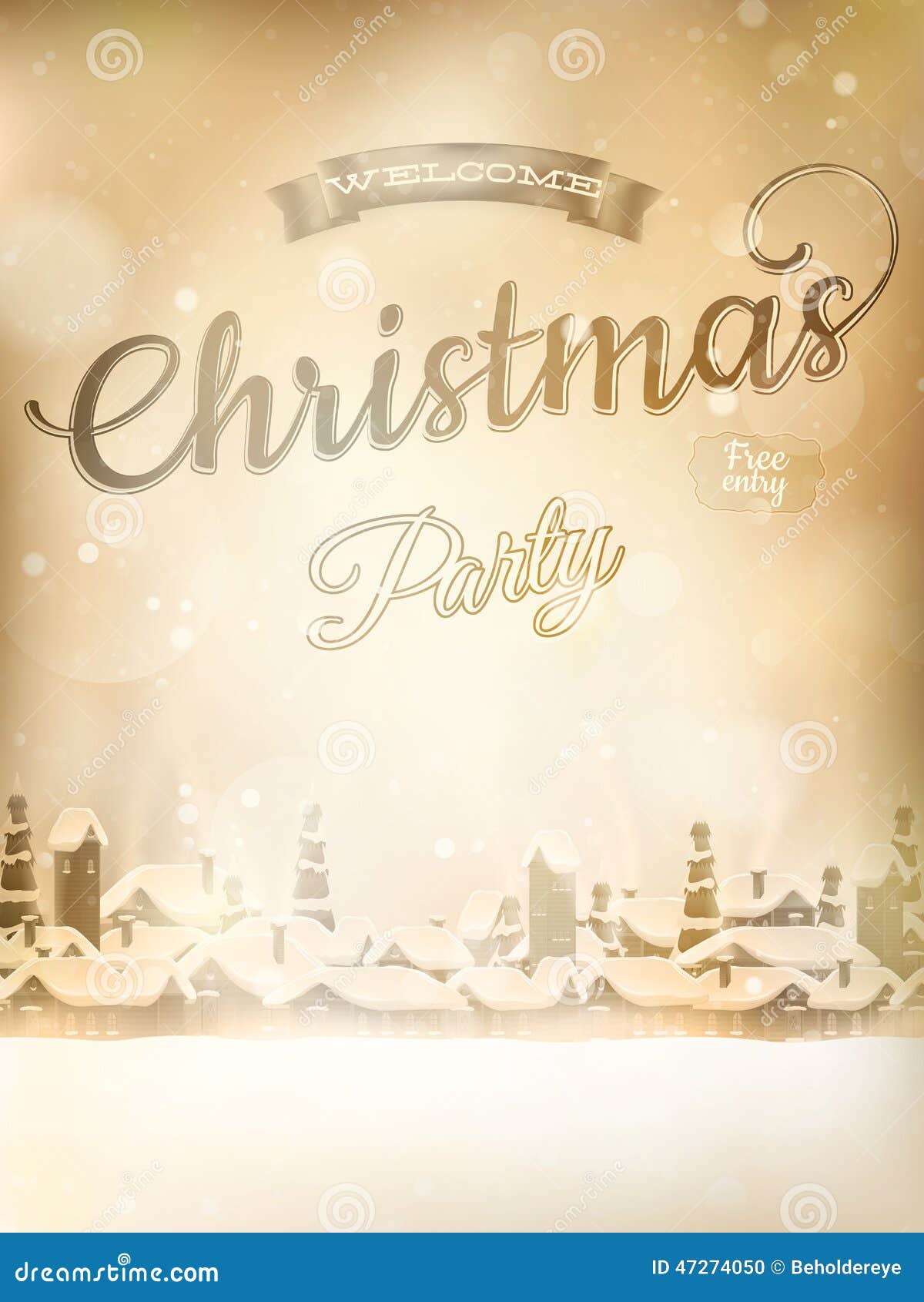 Christmas Landscape Poster. EPS 10 Stock Vector - Illustration of flyer ...