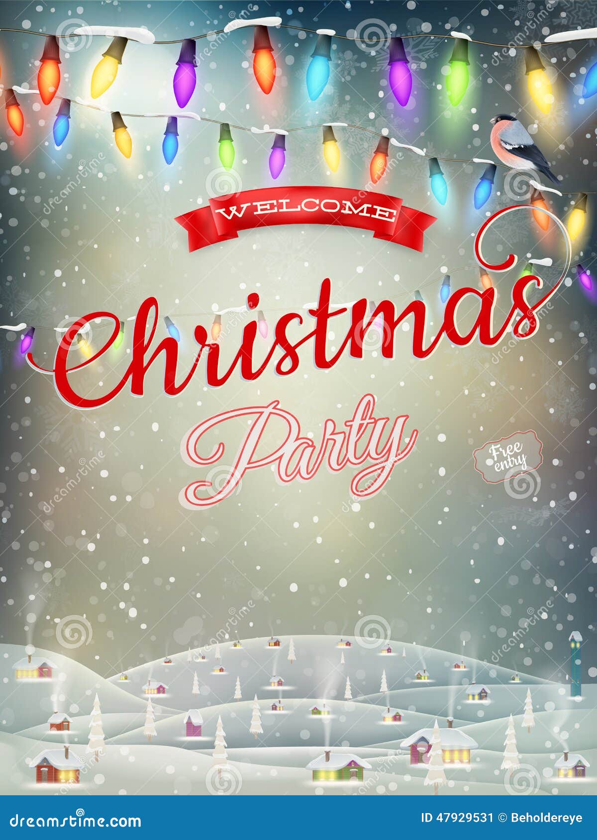 Christmas Landscape Poster. EPS 10 Stock Vector - Illustration of ...