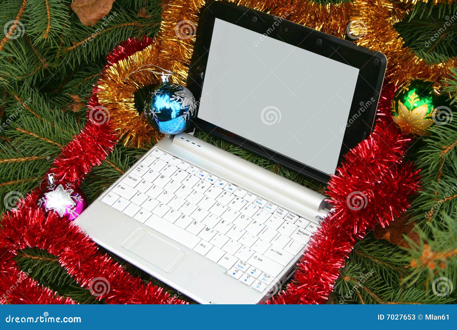 Christmas laptop stock image. Image of data, opened, present - 7027653