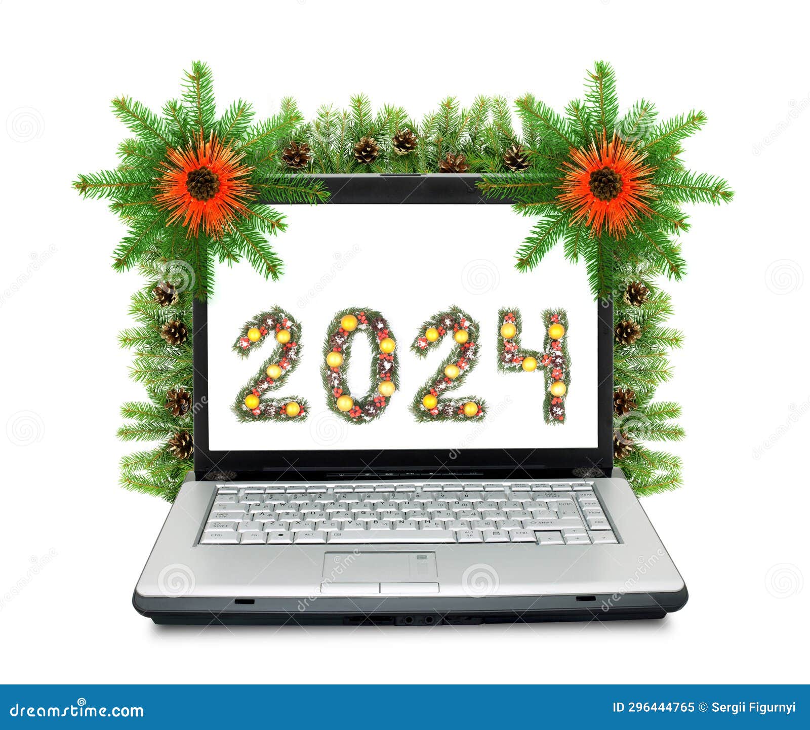 Christmas Laptop and 2024 Number Stock Image - Image of symbol, xmas ...