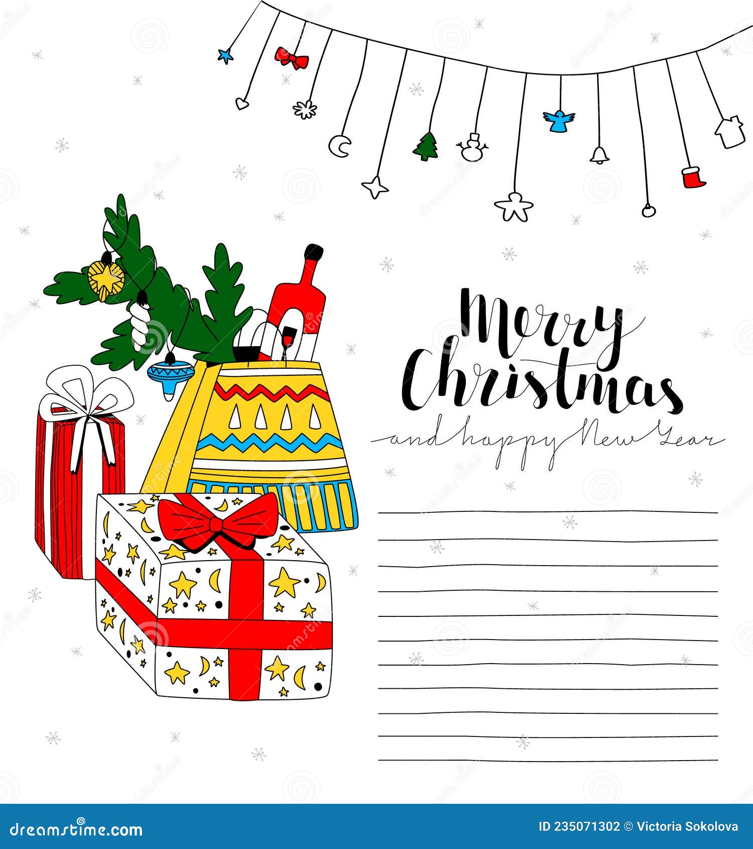 Christmas Layout Sheet from Planning or Postcard Stock Vector ...