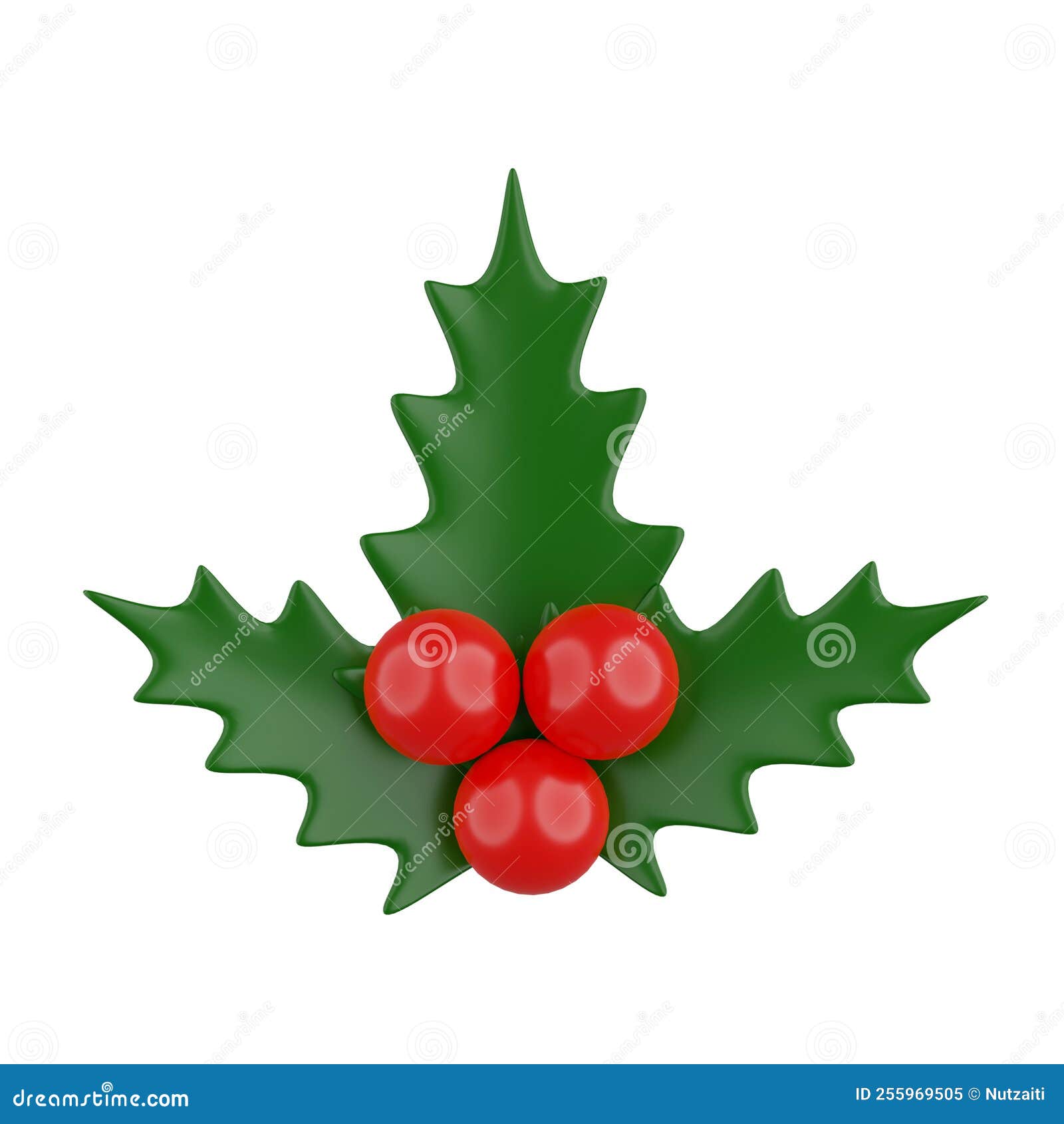 Christmas Leaf Isolated with Clipping Path 3d Render Stock Illustration ...