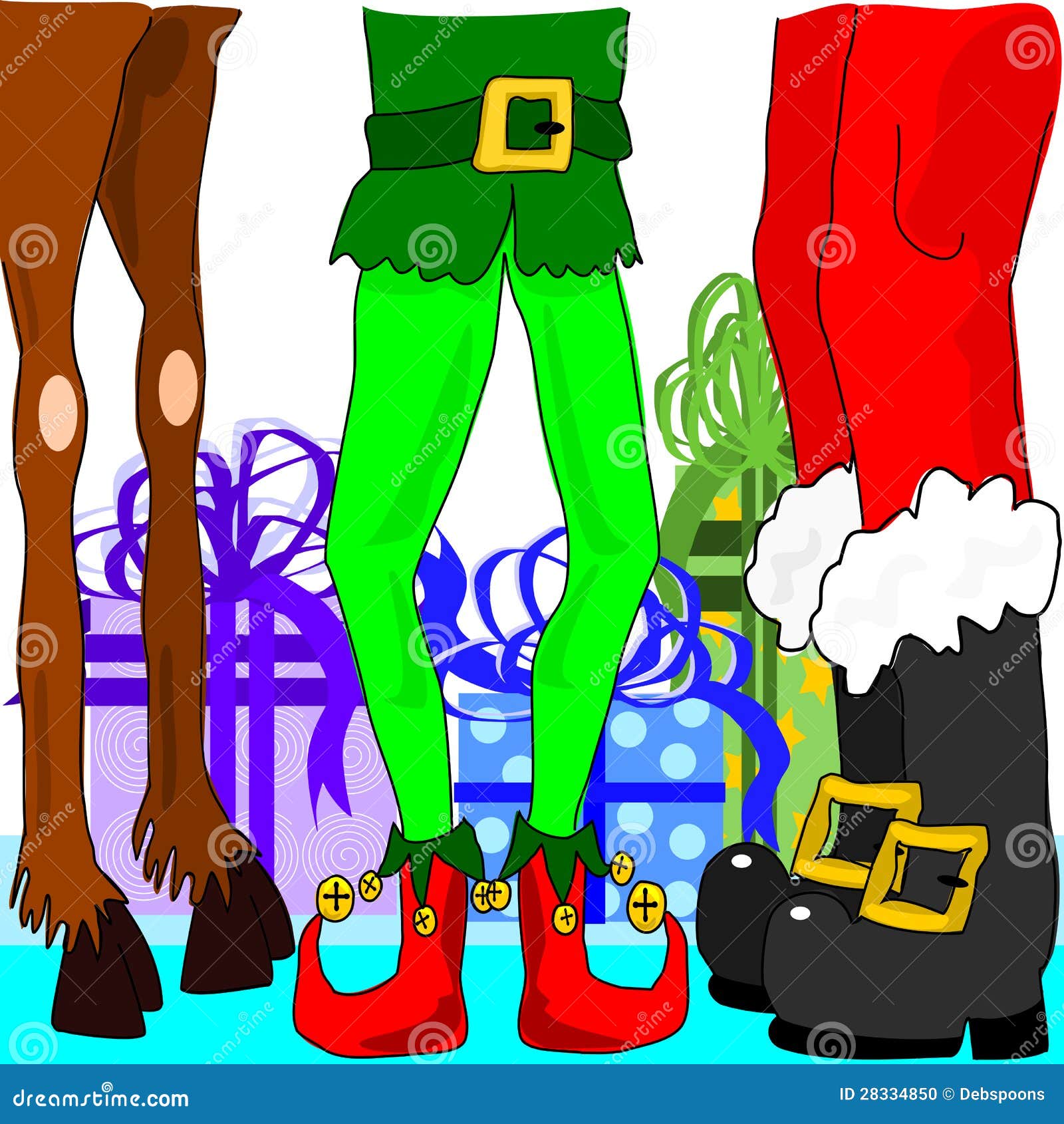 Christmas Set Of Elf Legs And Elf Hats. Isolated Illustrations Of ...
