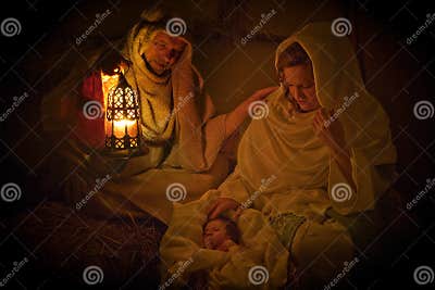 Christmas Light in a Manger Stock Photo - Image of holiday, infant ...