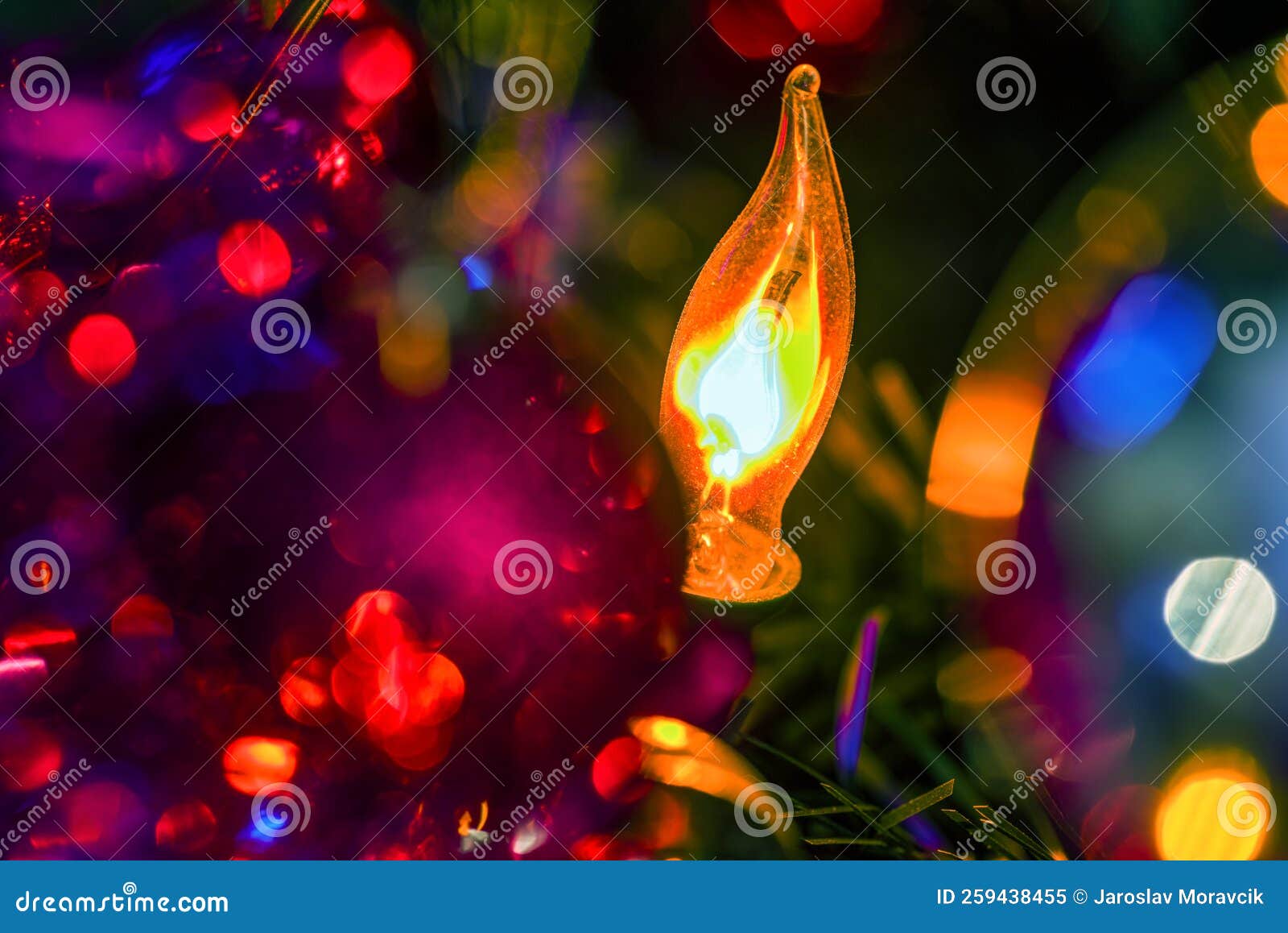 Christmas Light Shinning on Decorated Christmas Tree Stock Image ...