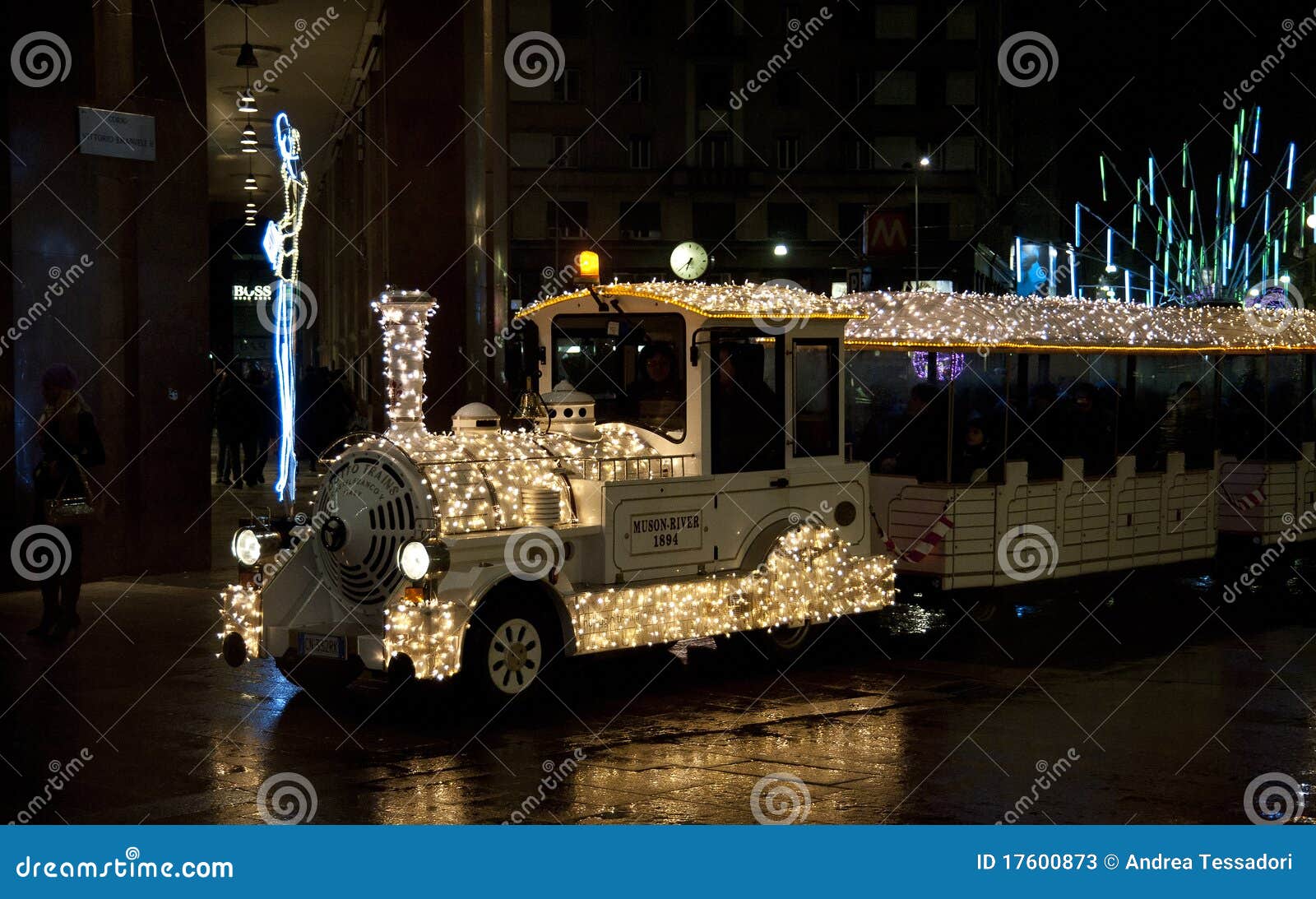 Christmas light train editorial stock photo. Image of merry - 17600873