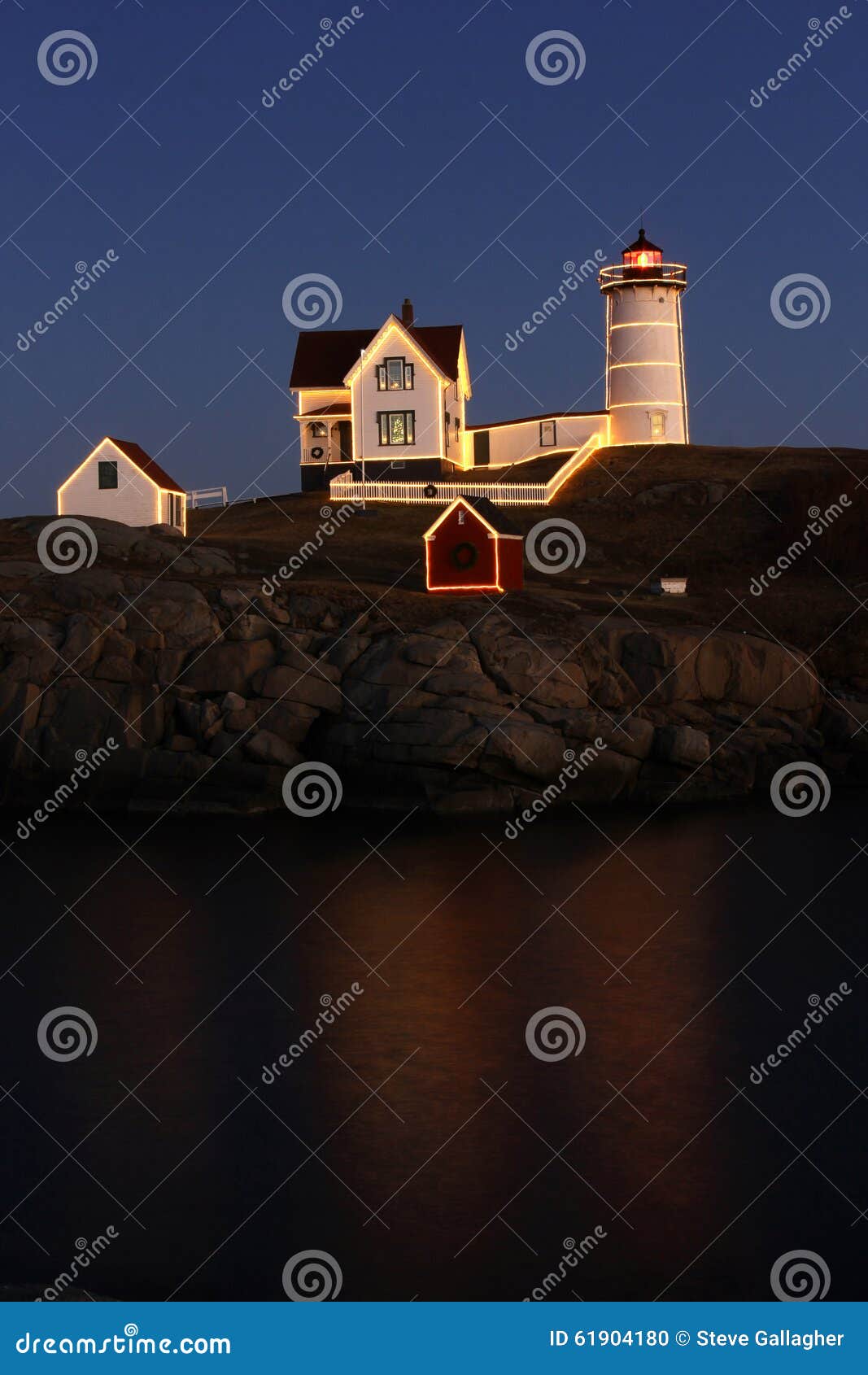 Christmas at the Lighthouse Stock Photo - Image of rocks, christmas ...