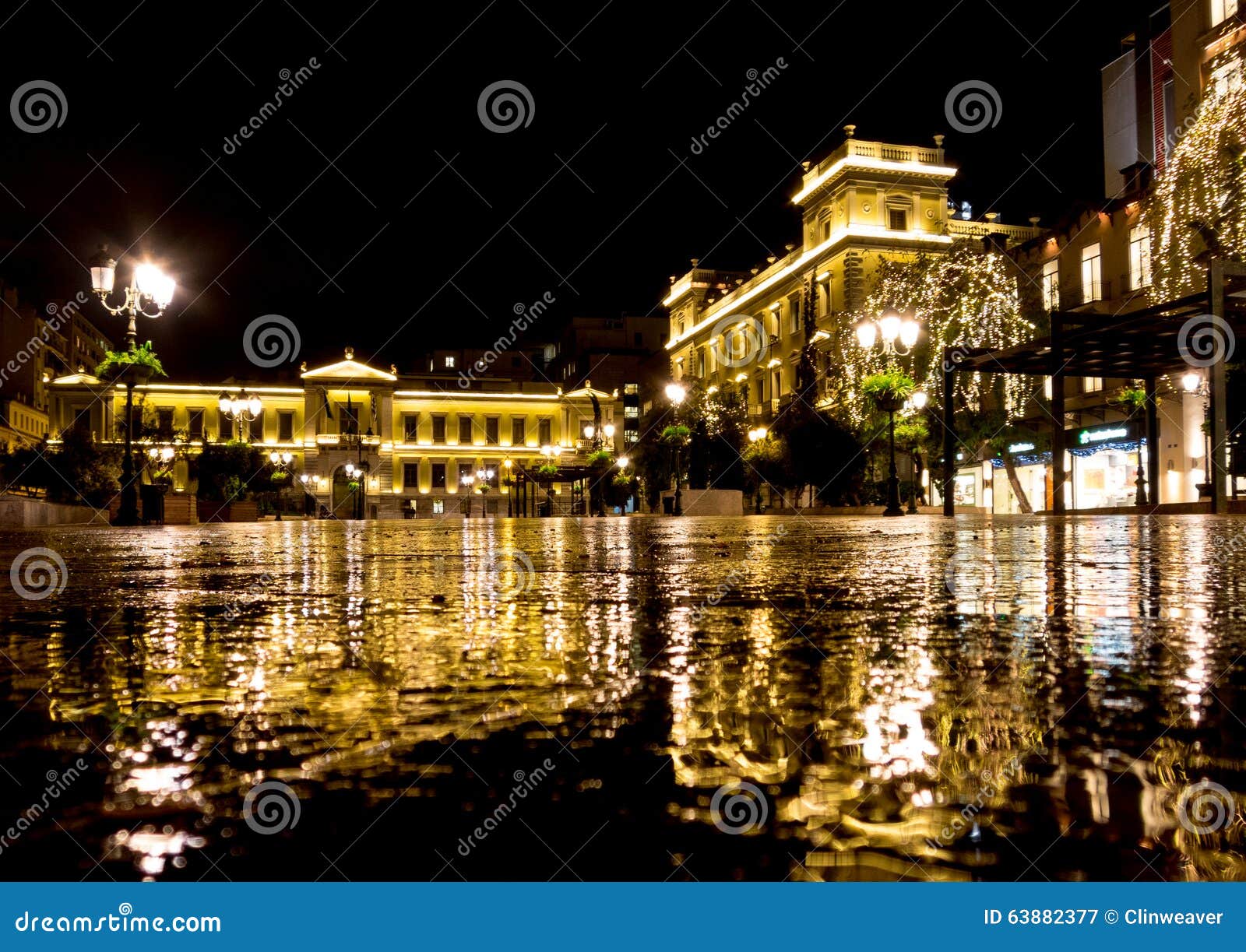 Christmas Lights in Athens Greece Stock Image - Image of town, reflect ...