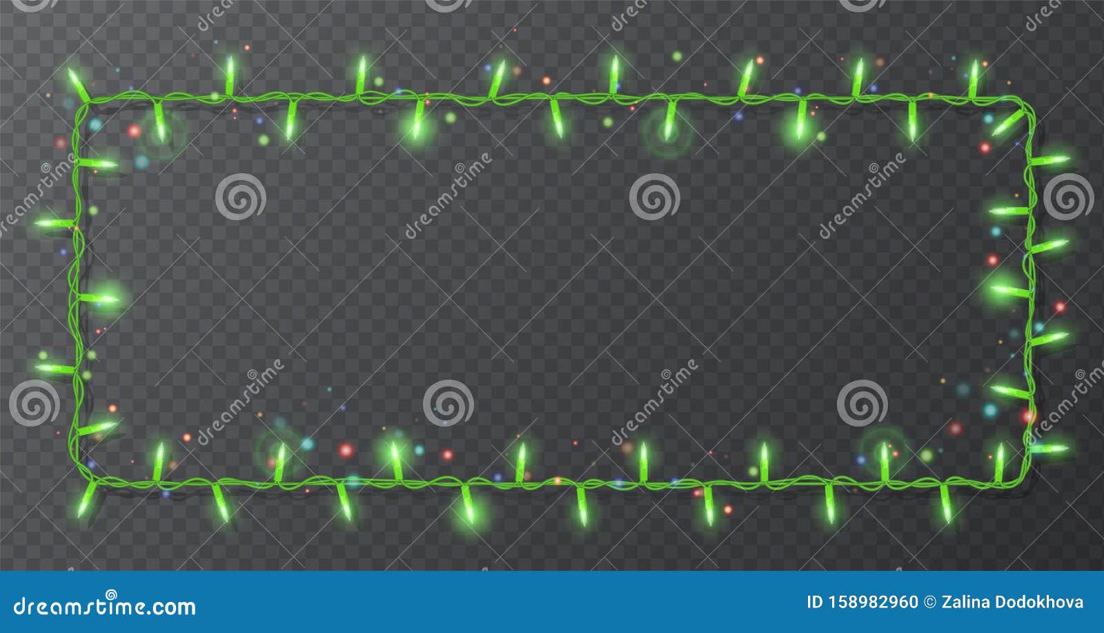 Christmas Lights Border, Light String Frame, Square Frame Isolated on ...