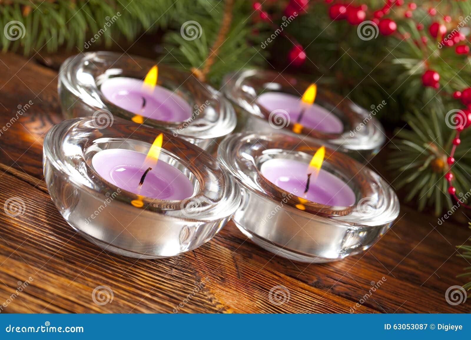 Christmas Lights - Candles and Spruce Tree Stock Image - Image of ...