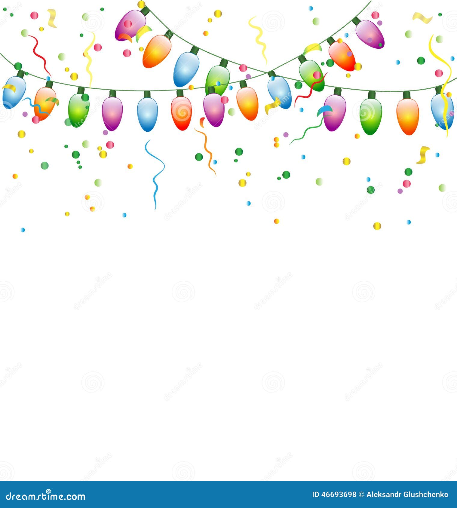 Christmas Lights with Confetti Isolated on White Stock Vector ...