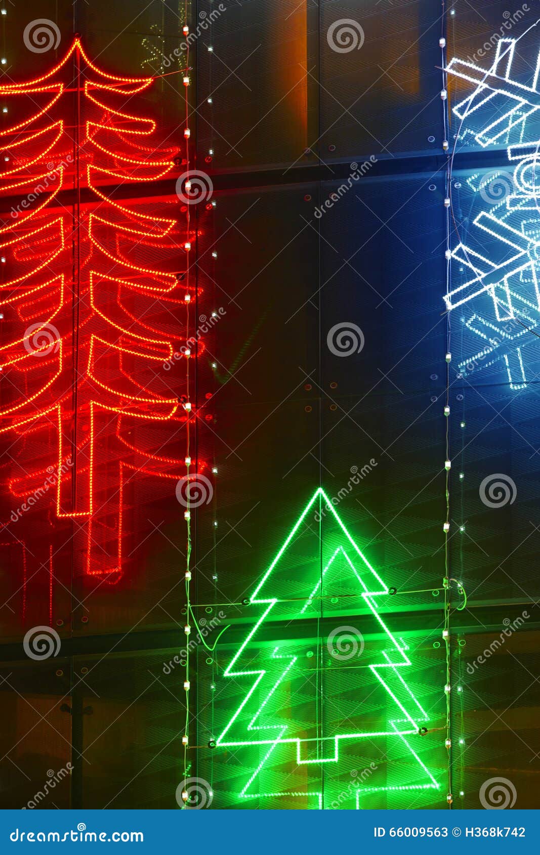 Christmas Lights Decoration on a Building Facade Stock Image - Image of ...