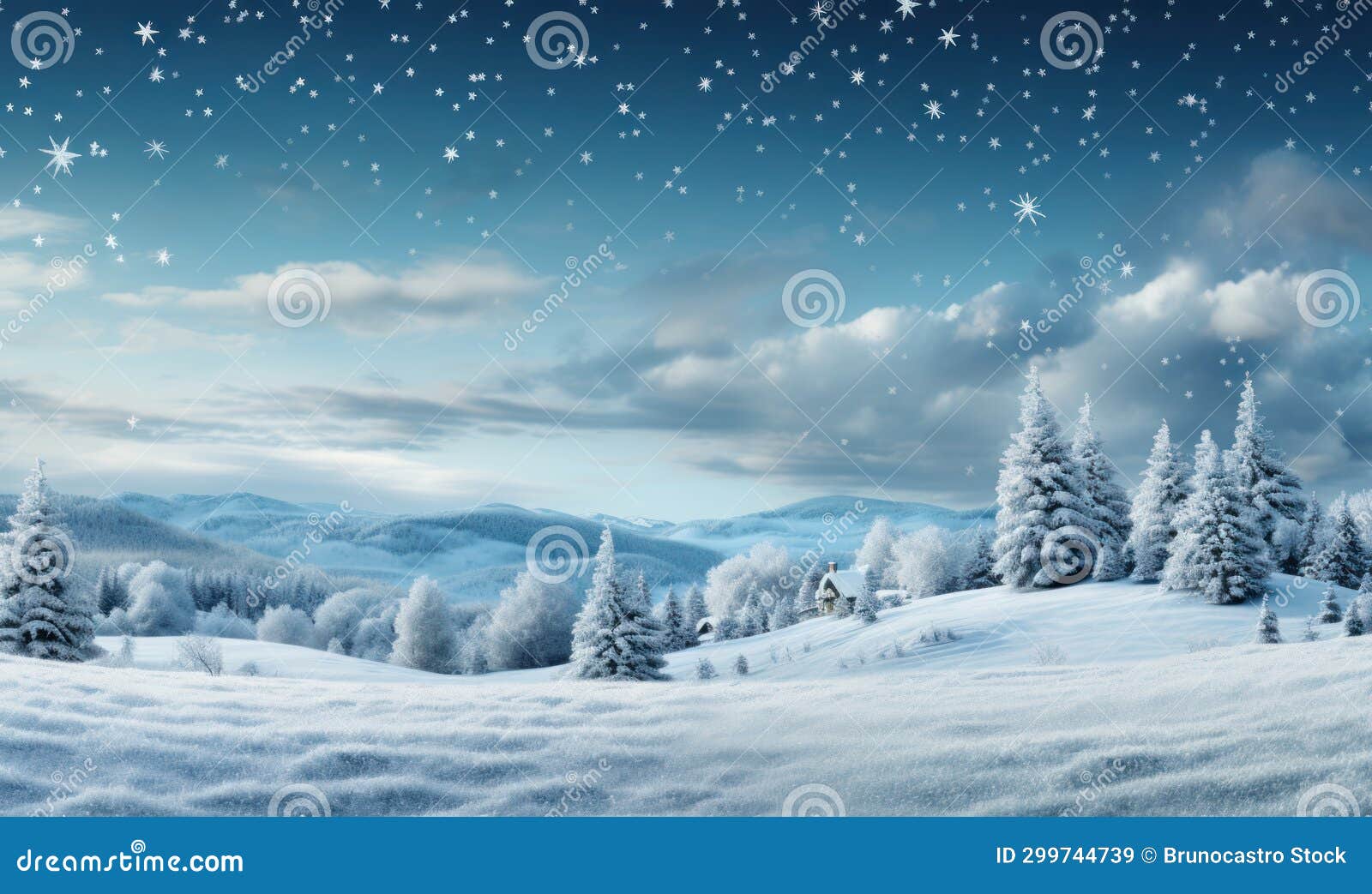 A Christmas Forest Scene with Christmas Decorations, Snow Scene ...