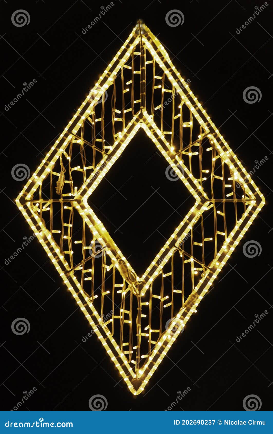 Christmas Lights in a Diamond Shape Stock Image - Image of golden ...