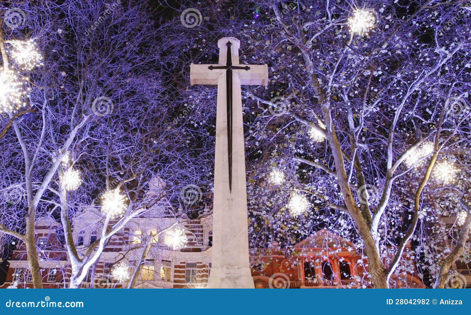 Christmas Lights Display Over the Cross Stock Photo - Image of ...