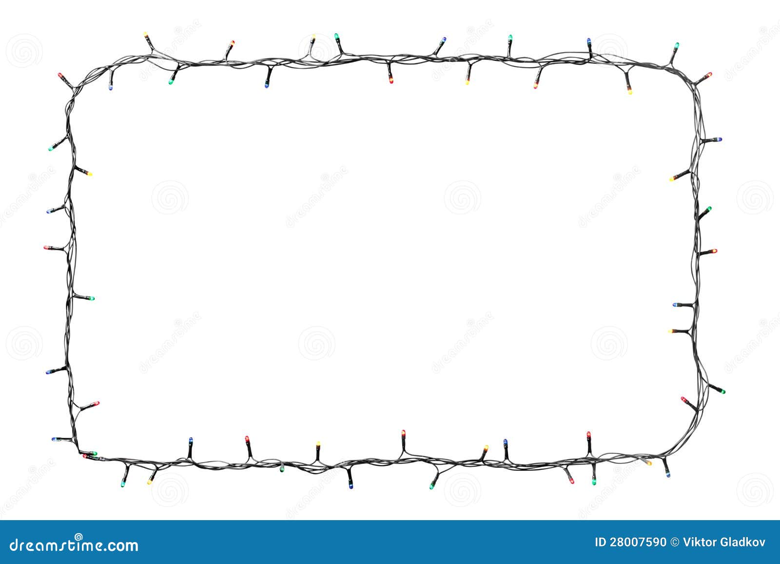 Christmas Lights Frame Isolated on White Stock Photo - Image of ...