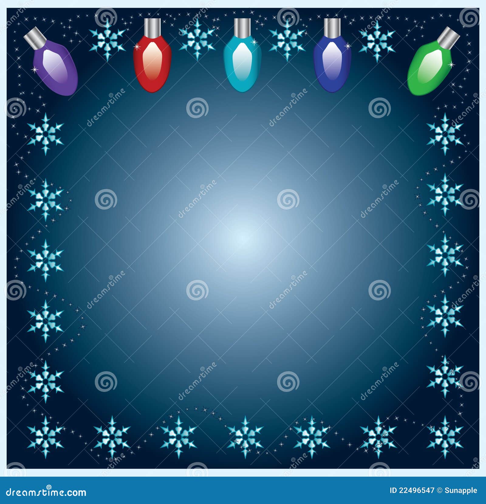 Christmas Lights Frame with Snowflakes Stock Vector - Illustration of ...