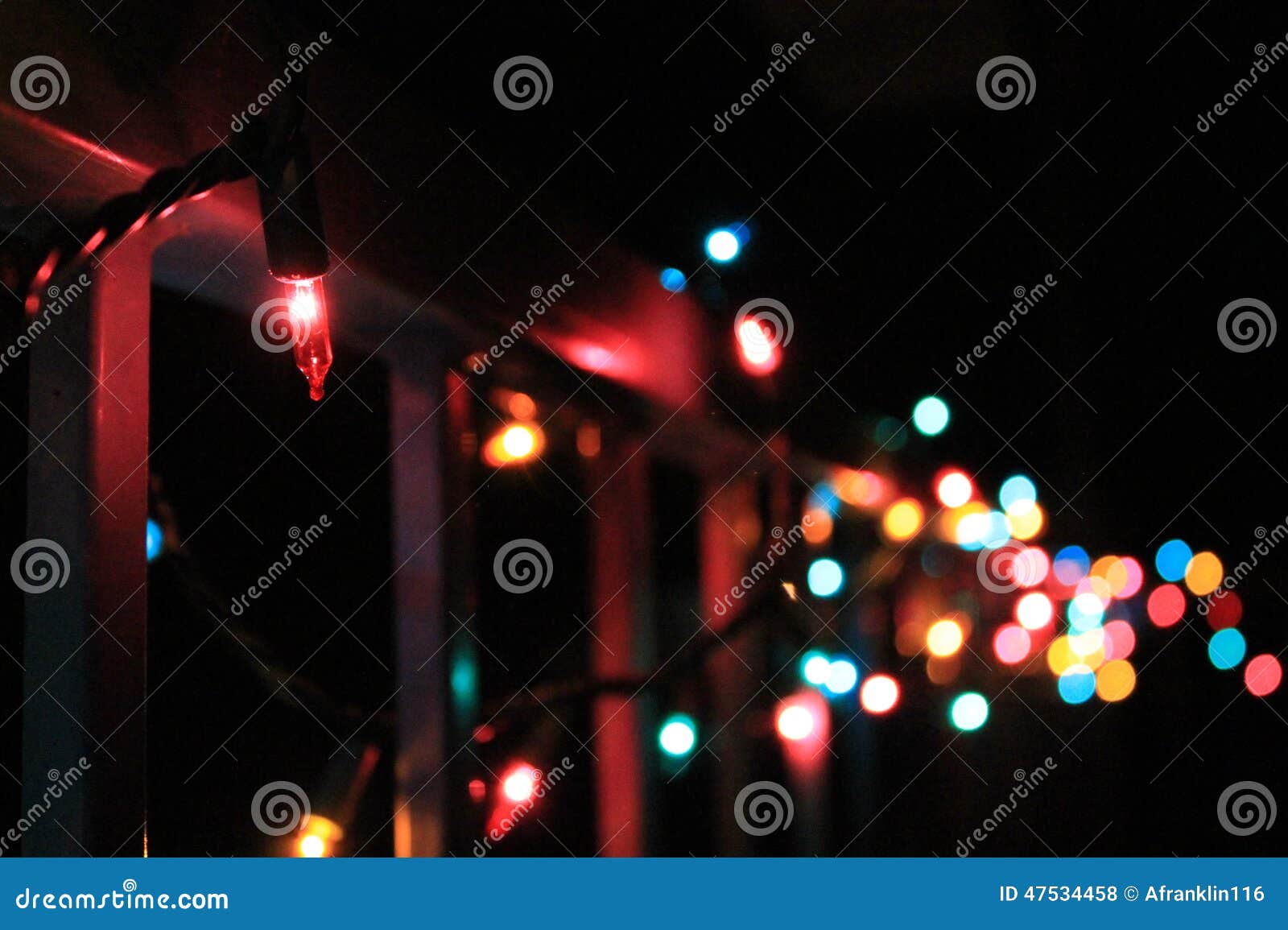 Christmas lights on a rail stock photo. Image of holiday - 47534458