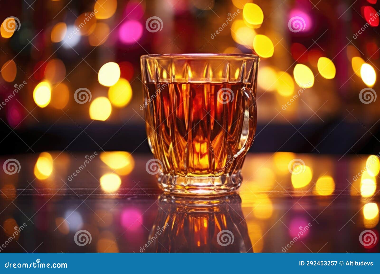 Christmas Lights Reflections in a Hot Toddy Glass Stock Image - Image ...