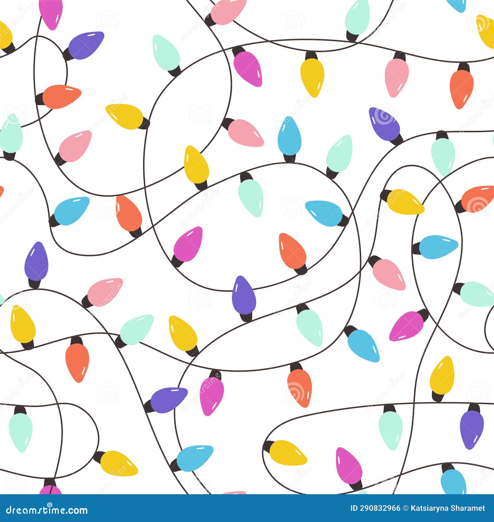 Christmas Lights Seamless Pattern. Garland for Holiday Celebration with ...