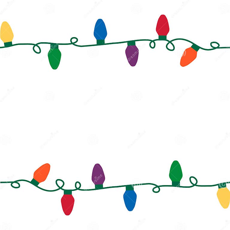 Christmas Lights Seamless String. Stock Vector - Illustration of bright ...