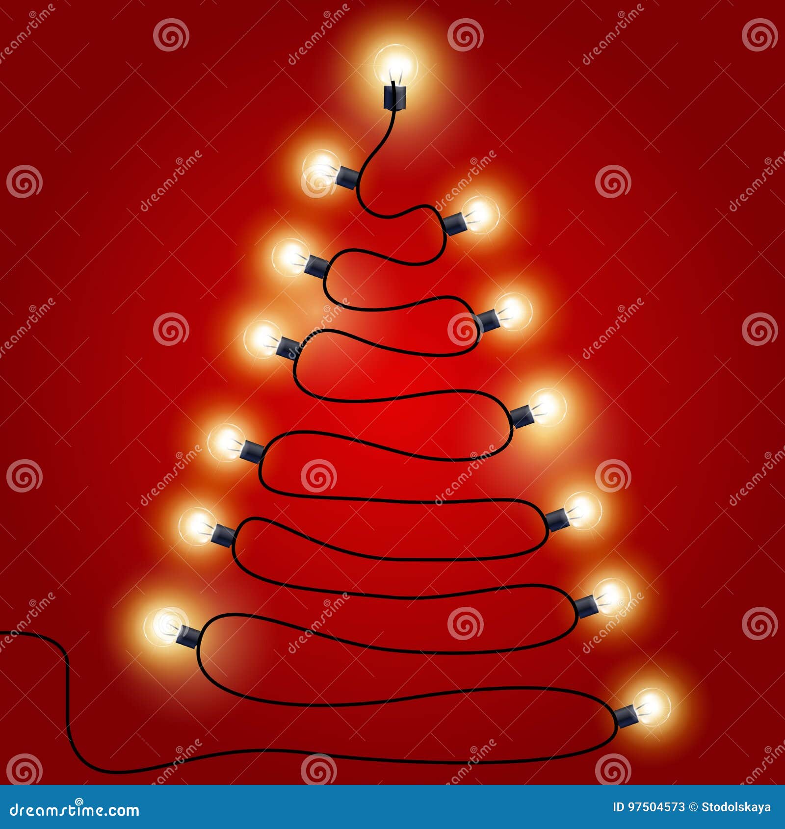 Christmas Lights Shaped As Christmas Tree Stock Vector - Illustration ...