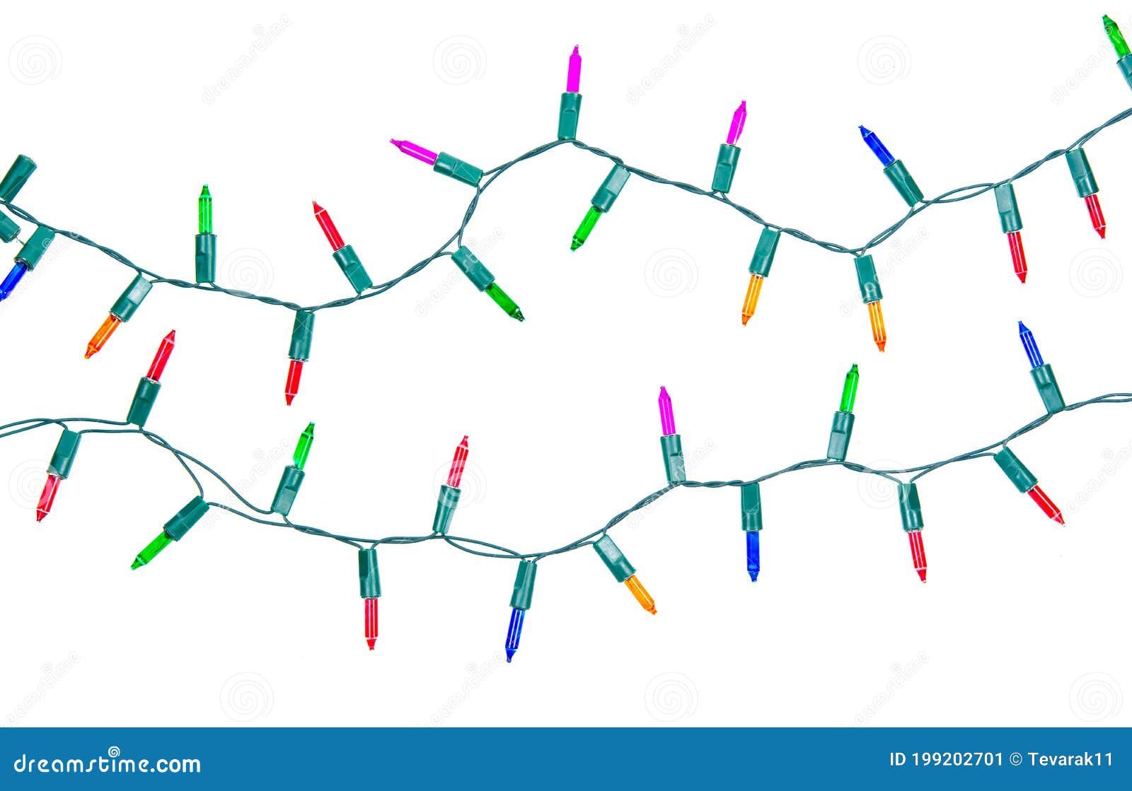 Christmas Lights String Isolated on White Background with Clipping Path ...