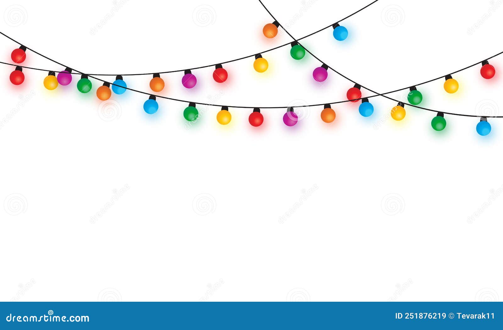 Christmas Lights String Isolated on White Background Vector Stock ...