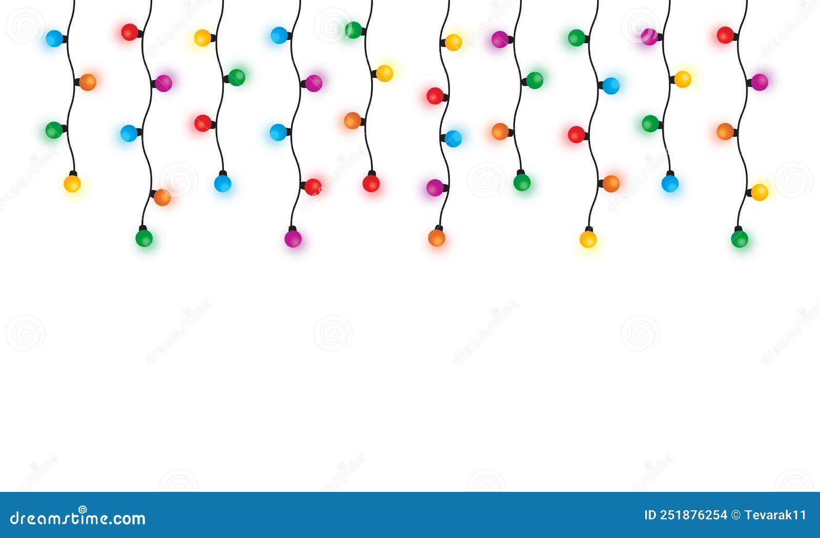 Christmas Lights String Isolated on White Background Vector Stock ...