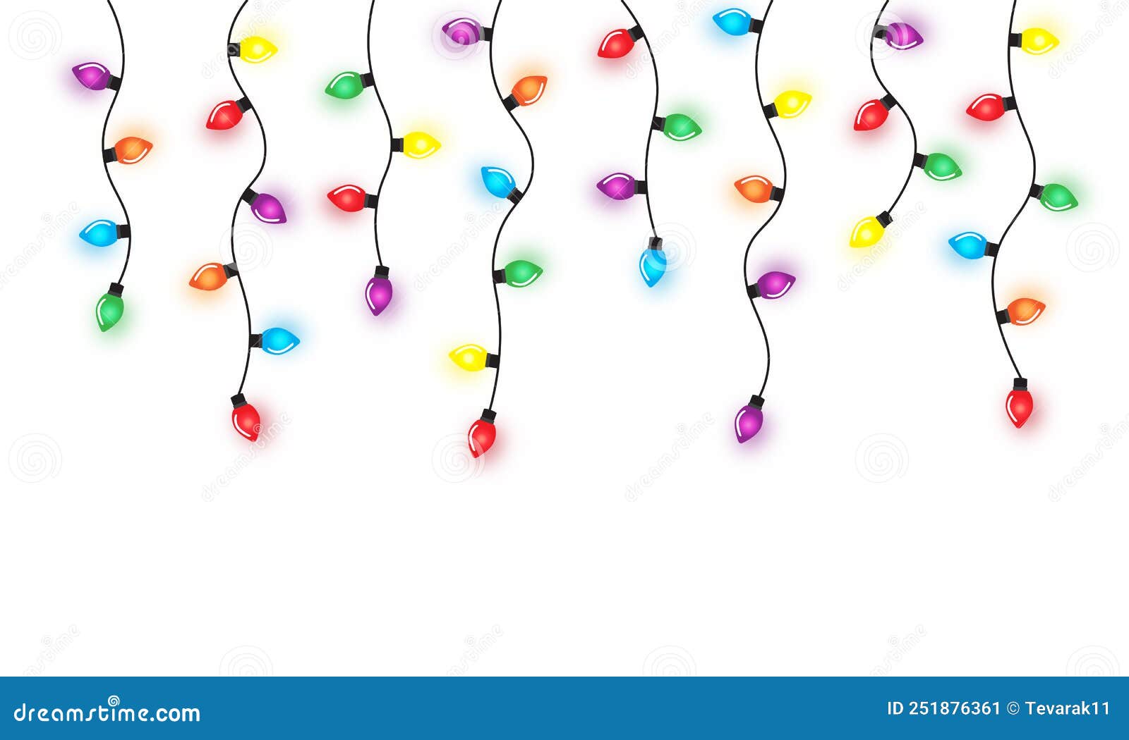 Christmas Lights String Isolated on White Background Vector Stock ...