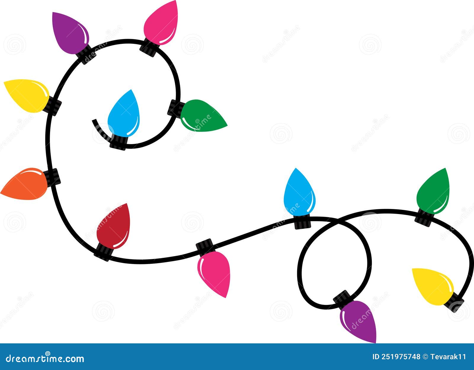 Christmas Lights String Isolated on White Background Vector Stock ...