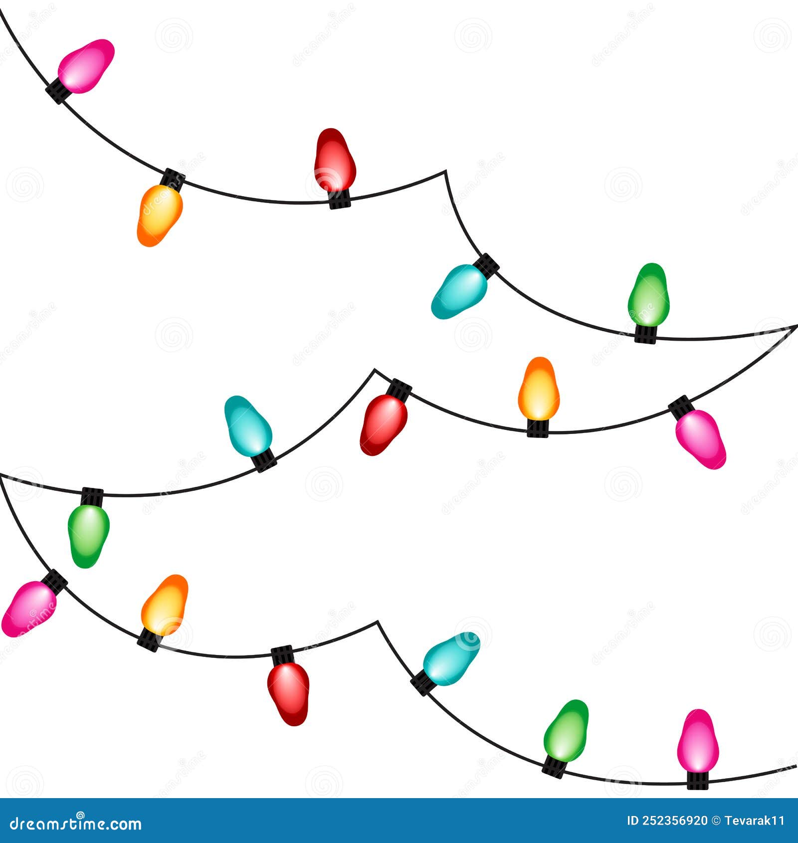 Christmas Lights String Isolated on White Background Vector Stock ...