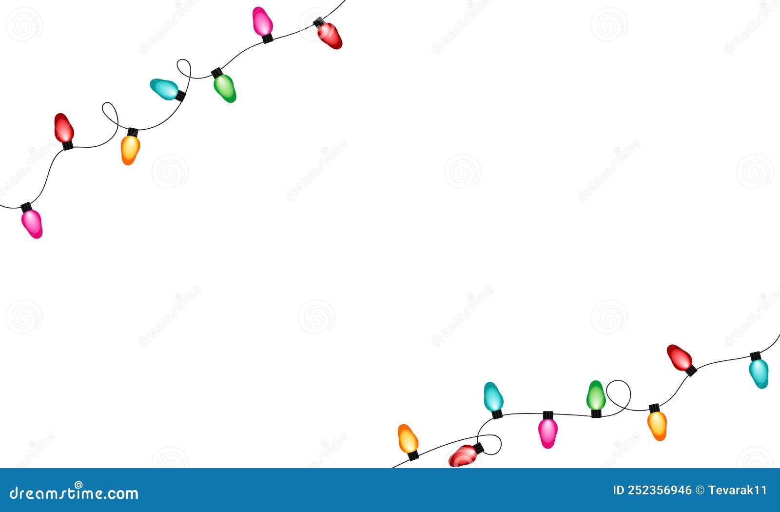 Christmas Lights String Isolated on White Background Vector Stock ...