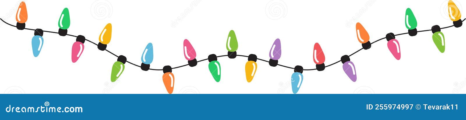 Christmas Lights String Isolated on White Background Vector Stock ...